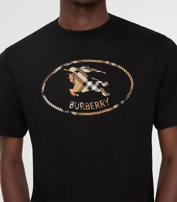 Burberry Check Ekd Embroidered T-shirt - Black