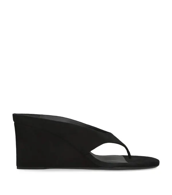 Alaïa Suede Cube Wedge Sandals 75 - Black