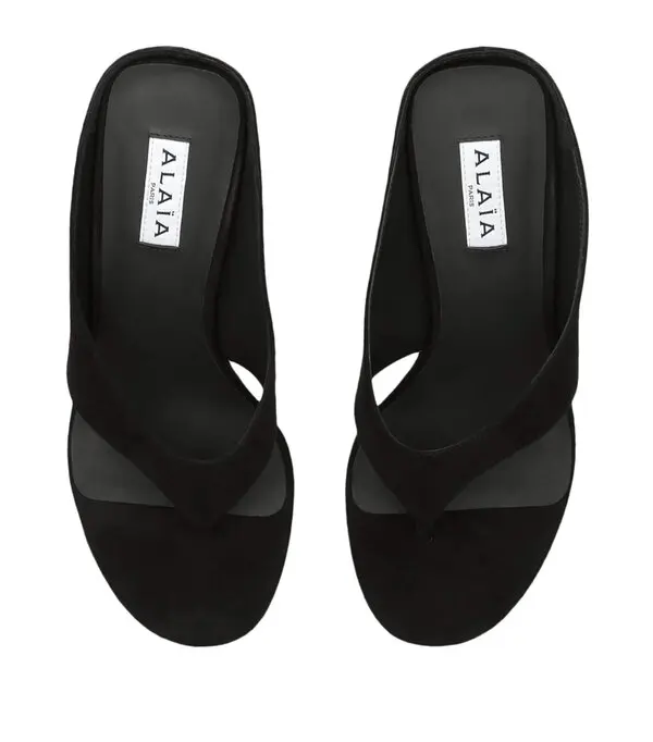 Alaïa Suede Cube Wedge Sandals 75 - Black