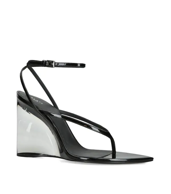 Alaïa Patent Leather Wedge Sandals