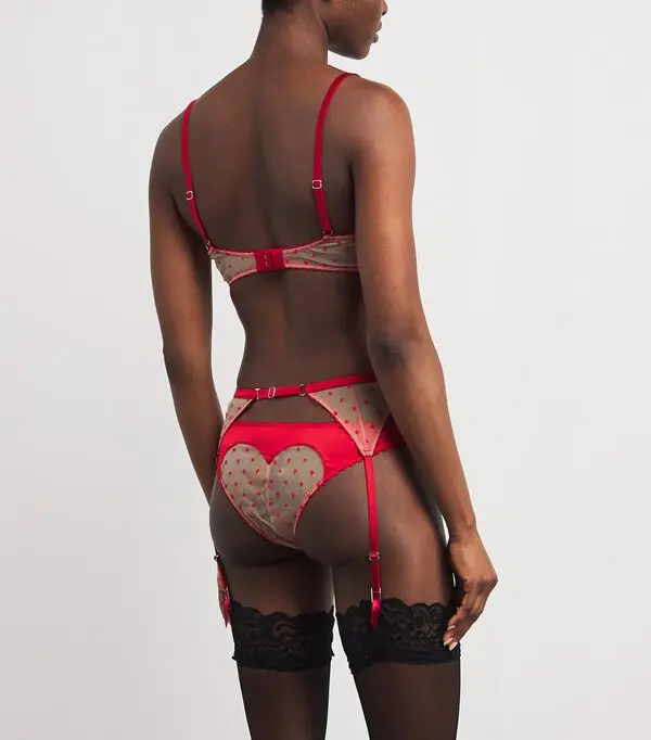 FLEUR DU MAL Embroidered Amour Suspender Belt