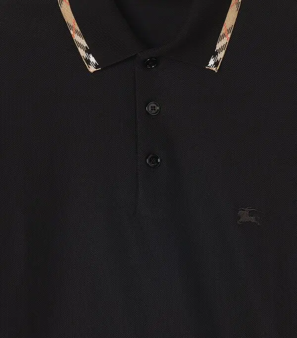 Burberry Check-trim Polo Shirt - Black