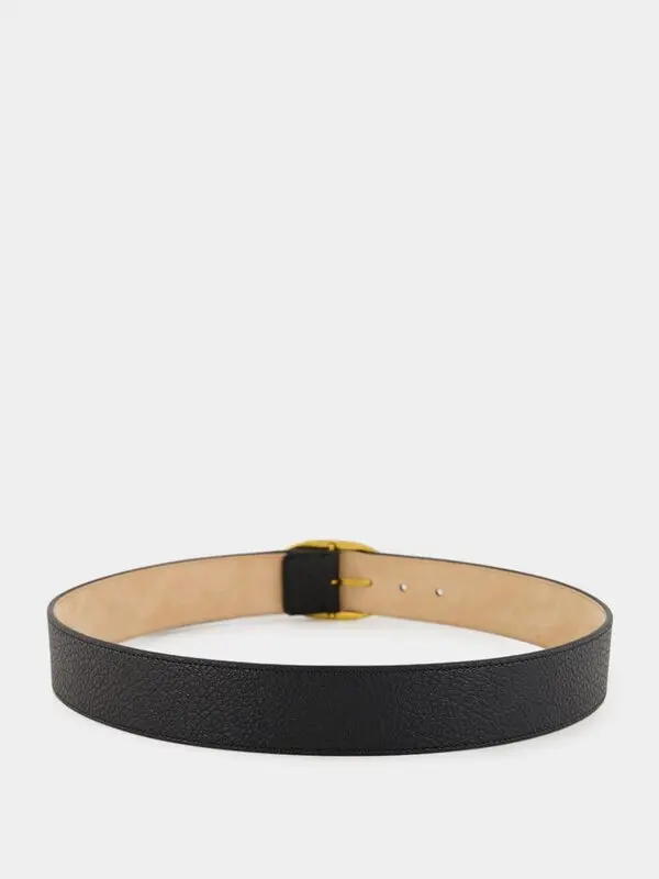 TOM FORD Grain Leather Oval Buckle Belt