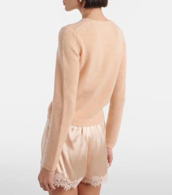 DÔEN Iona Silk Shorts With Lace Trim - Pink