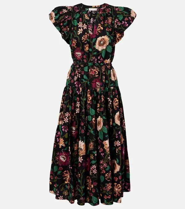 Ulla Johnson Marin Floral Cotton Poplin Midi Dress - Multicoloured