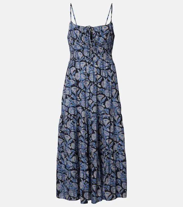 Ulla Johnson Aydin Floral Cotton-blend Midi Dress - Blue