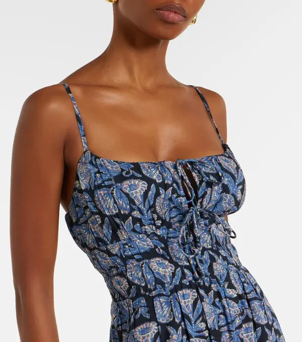 Ulla Johnson Aydin Floral Cotton-blend Midi Dress - Blue