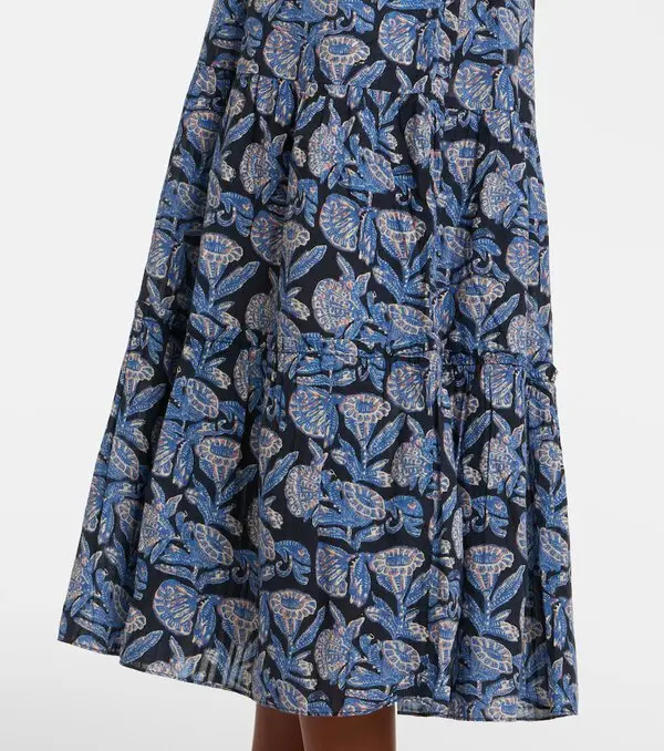 Ulla Johnson Aydin Floral Cotton-blend Midi Dress - Blue
