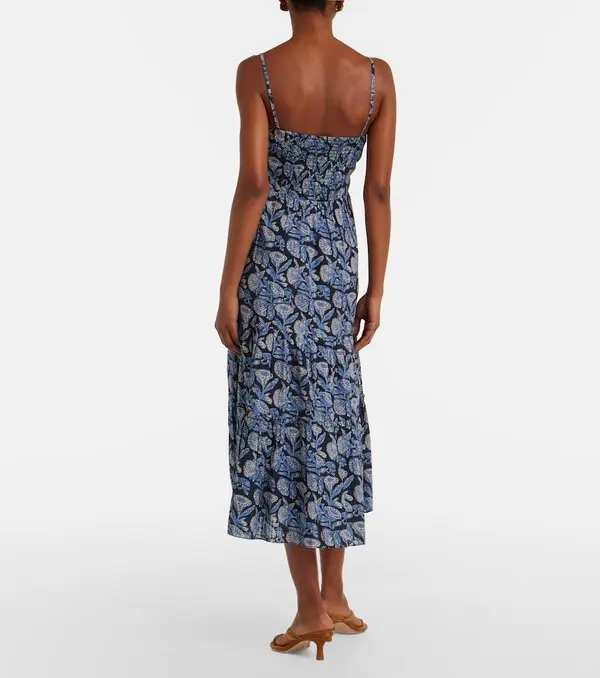 Ulla Johnson Aydin Floral Cotton-blend Midi Dress - Blue