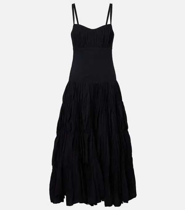 Ulla Johnson Emmalina Cotton Voile Midi Dress - Black