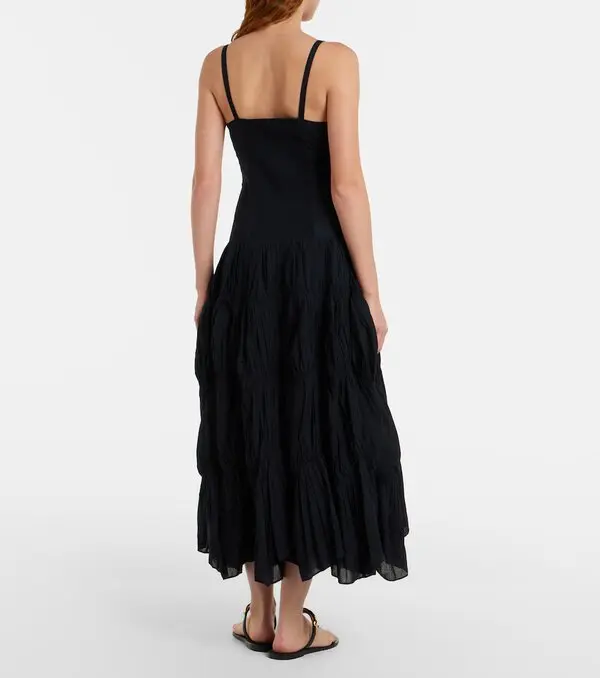 Ulla Johnson Emmalina Cotton Voile Midi Dress - Black