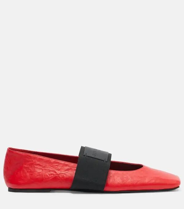 Givenchy Sliced Square Leather Ballet Flats - Red