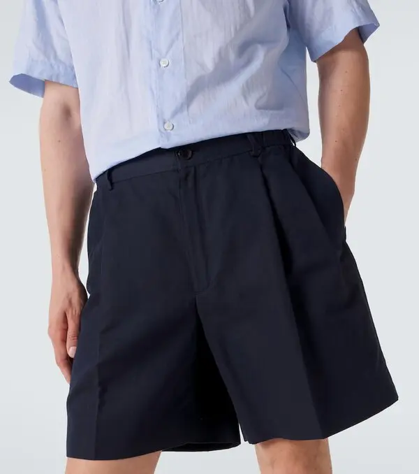 Brioni Linen And Cotton Shorts - Blue