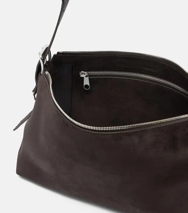LEMAIRE Small Belted Suede Shoulder Bag - Brown