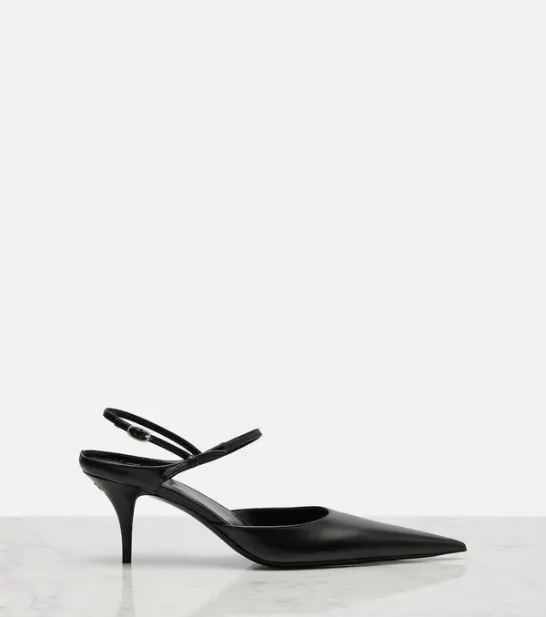 Balenciaga Avenue Bow Leather Slingback Pumps - Black