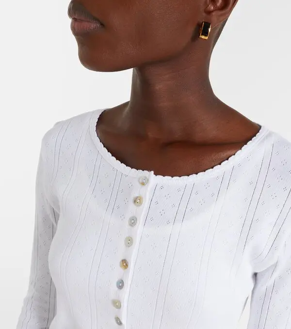 RÓHE Pointelle Cotton Cardigan - White
