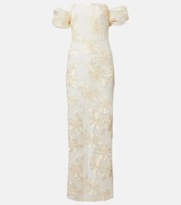 ROTATE BY BIRGER CHRISTENSEN Embroidered Bustier Gown - White