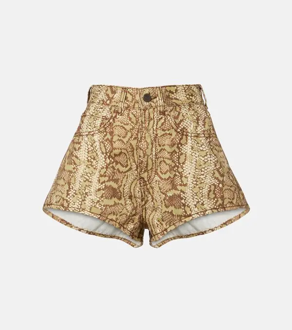 ALEMAIS Boa Snake-print Denim Shorts