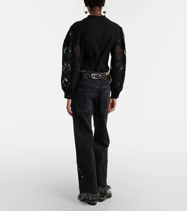 Isabel Marant Étoile Amia Broderie Anglaise Flared Jeans