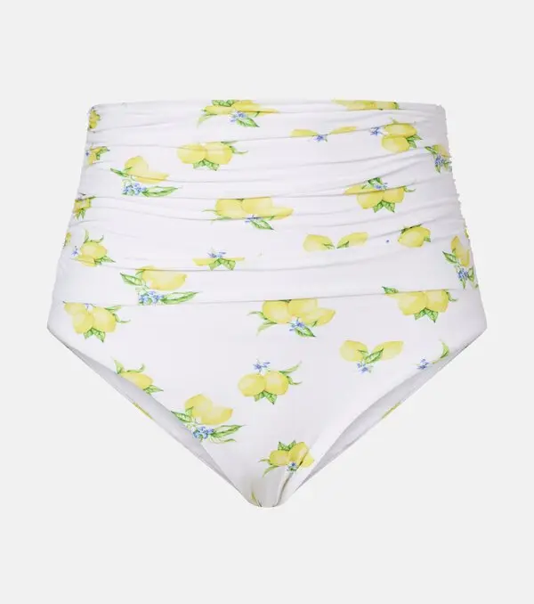Melissa Odabash Tobago Printed Ruched Bikini Bottom - White