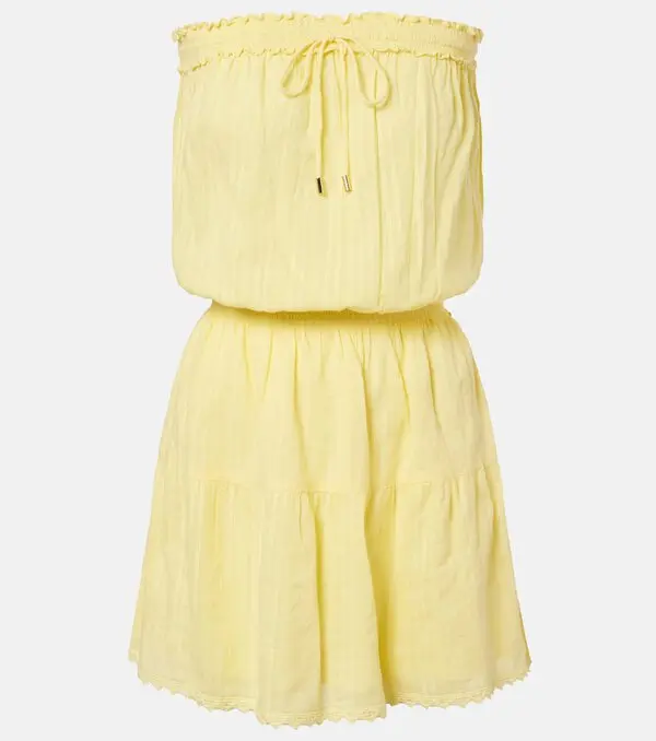 Melissa Odabash Colette Embroidered Cotton Minidress - Yellow