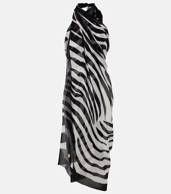 Balmain Zebra-print Silk Beach Cover-up - Black