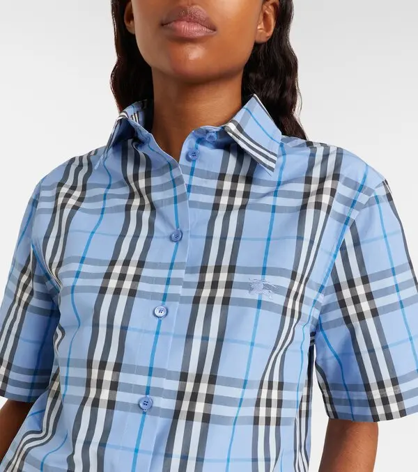 Burberry Check Cotton Poplin Shirt - Blue