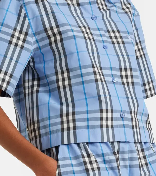 Burberry Check Cotton Poplin Shirt - Blue