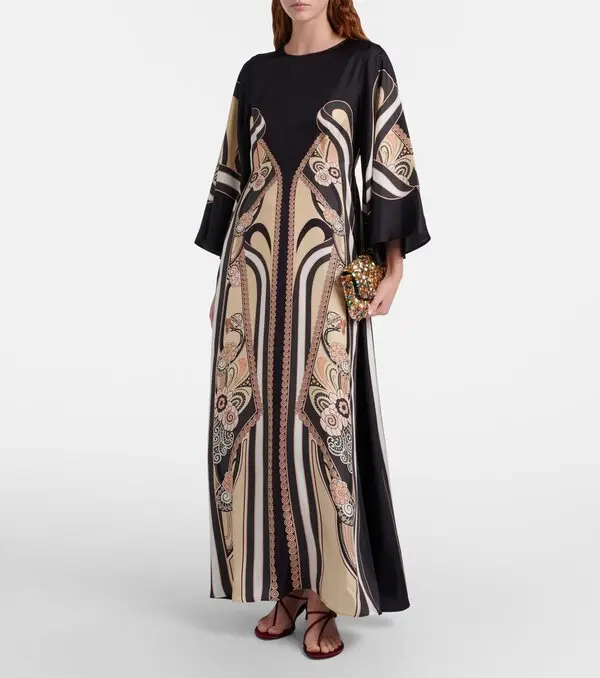 La DoubleJ Sorella Printed Silk Maxi Dress