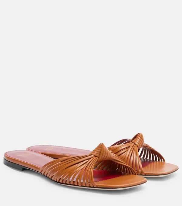 Valentino Garavani Annet Leather Slides - Brown