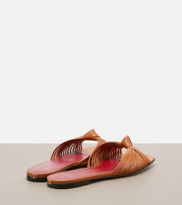 Valentino Garavani Annet Leather Slides - Brown