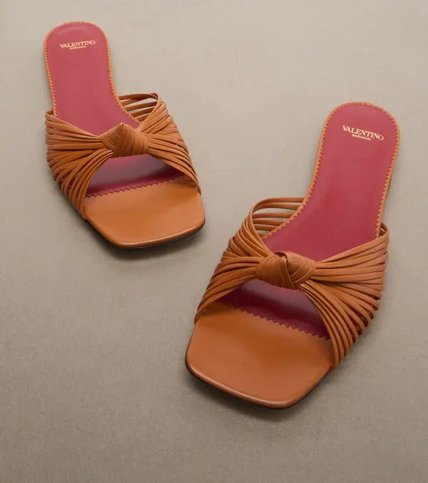 Valentino Garavani Annet Leather Slides - Brown