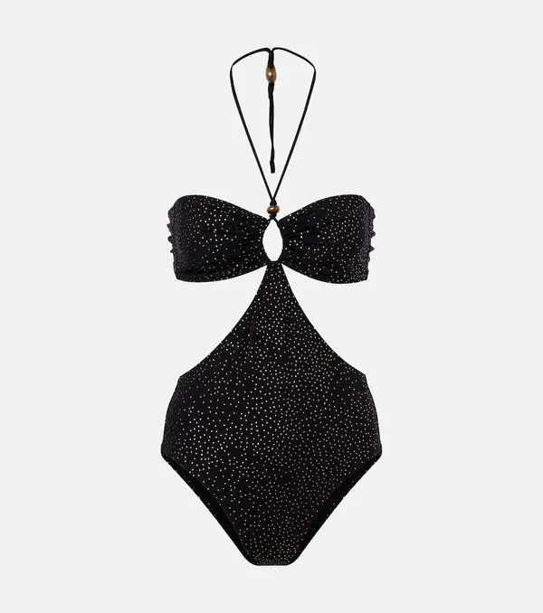 Isabel Marant Idoya Polka-dot Cutout Swimsuit - Black