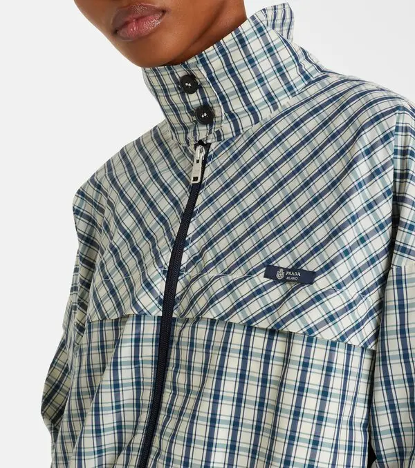 Prada Checked Cotton-blend Chambray Jacket - Blue