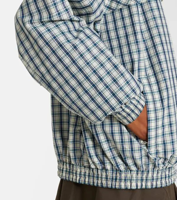 Prada Checked Cotton-blend Chambray Jacket - Blue