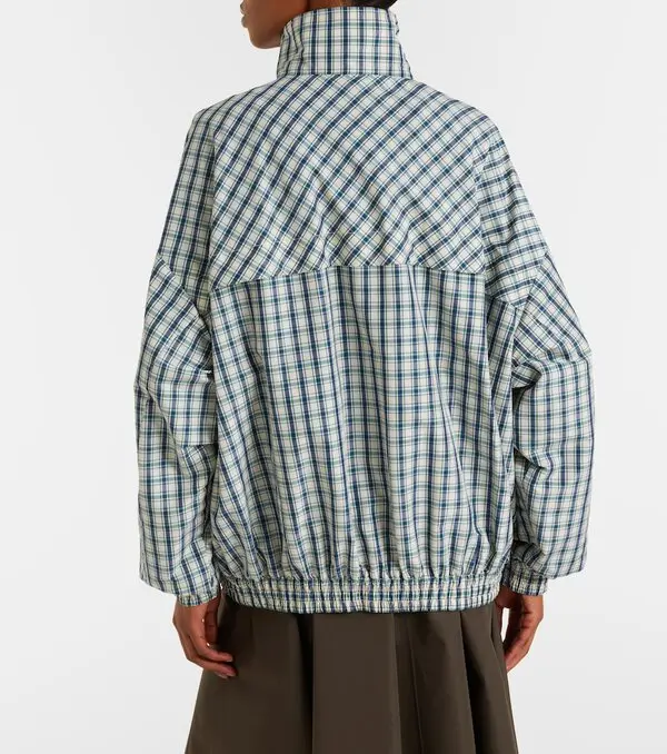 Prada Checked Cotton-blend Chambray Jacket - Blue