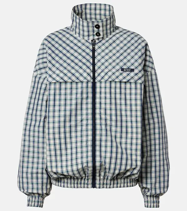 Prada Checked Cotton-blend Chambray Jacket - Blue