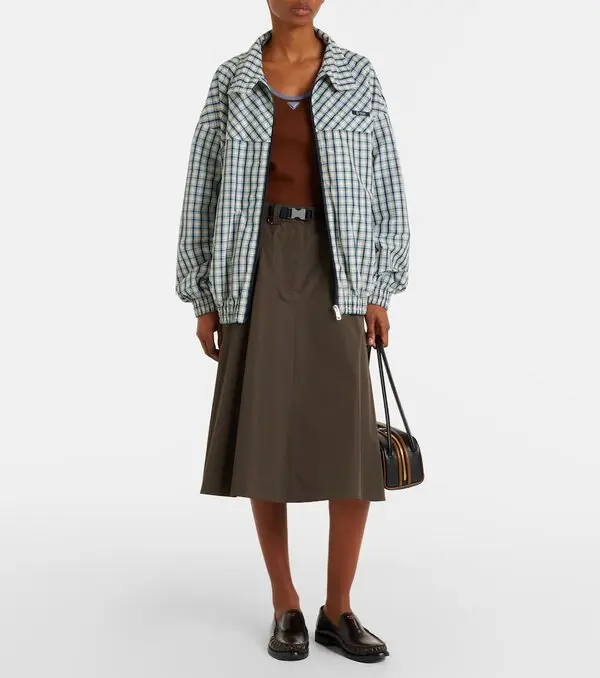 Prada Checked Cotton-blend Chambray Jacket