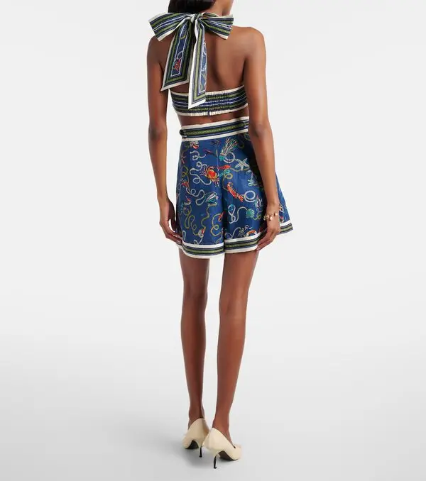 ALEMAIS Alémais Cove Printed Linen Shorts