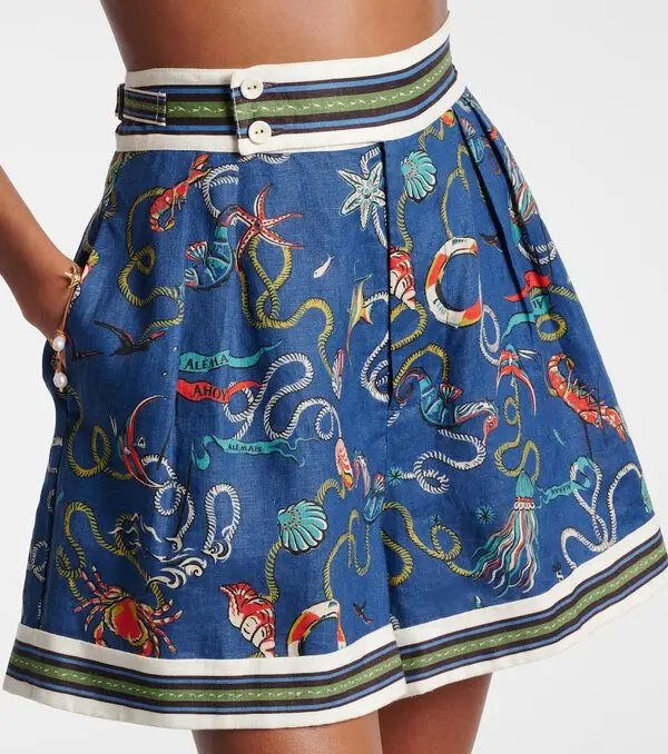 ALEMAIS Alémais Cove Printed Linen Shorts