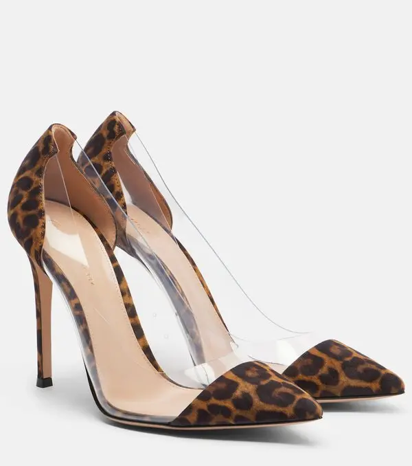 GIANVITO ROSSI Plexi Leopard-print Suede And Tpu Pumps - Brown