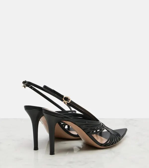 GIANVITO ROSSI Leather Slingback Sandals - Black
