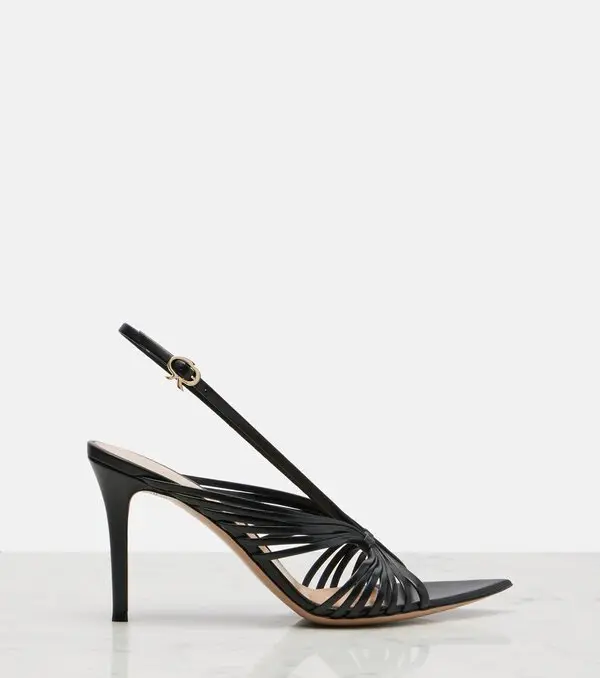 GIANVITO ROSSI Leather Slingback Sandals - Black