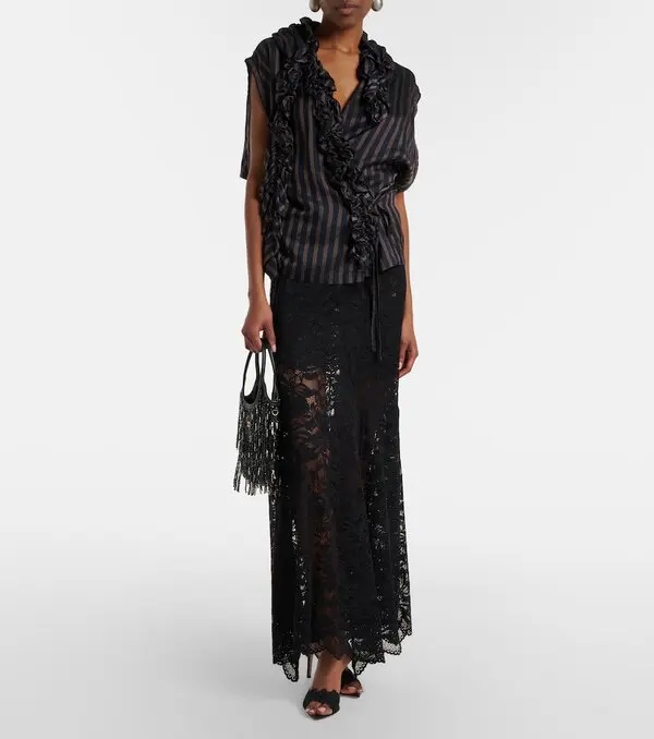GIANVITO ROSSI Yvonne Lace Mules - Black
