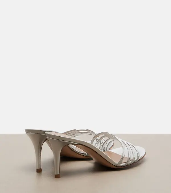 GIANVITO ROSSI Metallic Leather Mules - Silver