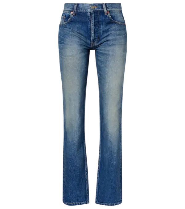 Saint Laurent Faded Straight Leg Jeans - Blue