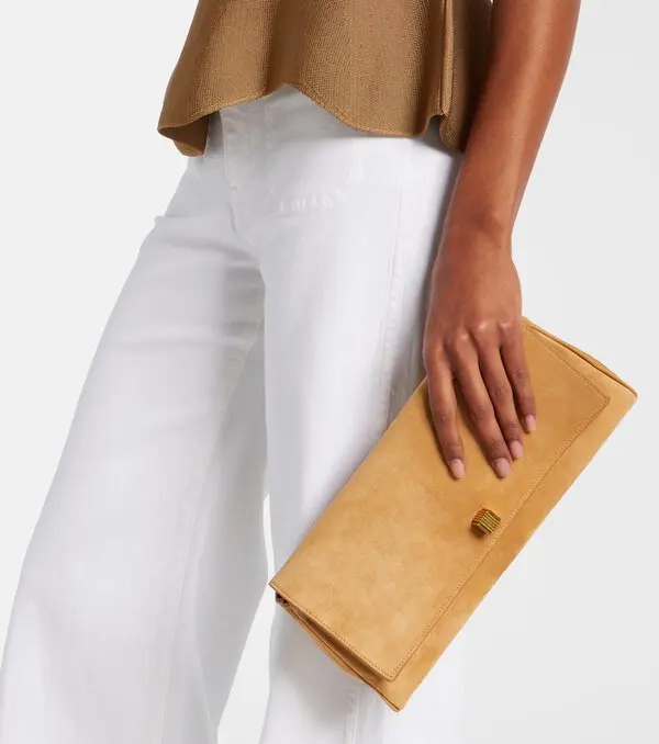 Khaite Audrey Suede Clutch - Beige
