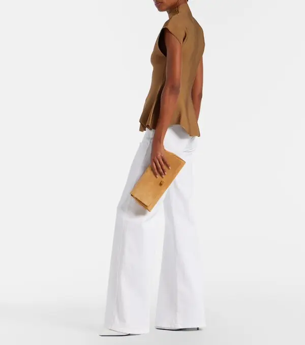 Khaite Audrey Suede Clutch - Beige