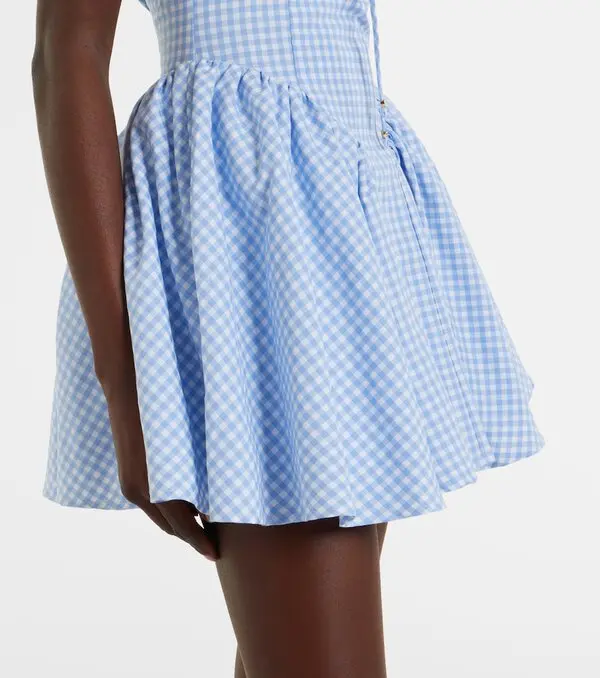 BANANHOT Micaela Gingham Halterneck Cotton Minidress - Blue