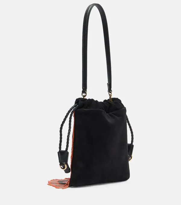 Etro Kalispera Small Beaded Suede Shoulder Bag - Black